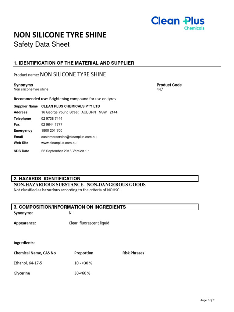 447 GHS Non Silicone Tyre Shine | PDF | Workplace | Working Conditions