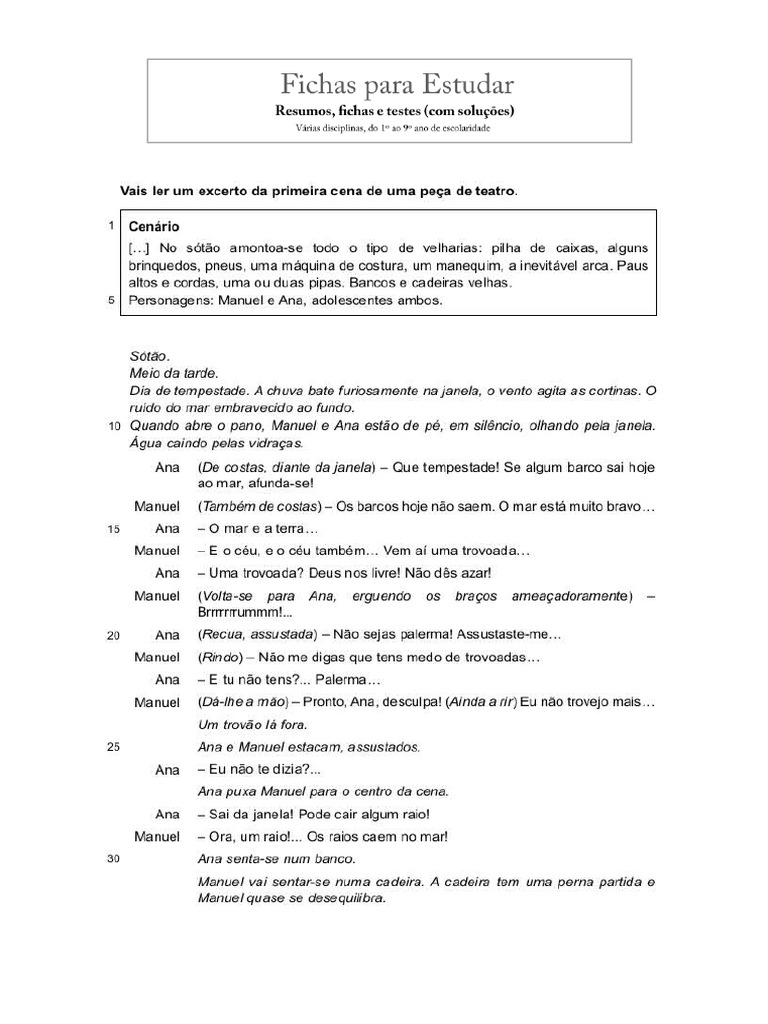 Ficha de Avaliação - Portugues - 5 - Ano - Texto - Dramatico - Os ...