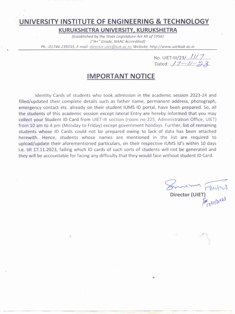 ID Card Notice | PDF