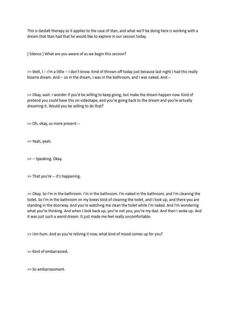 Case of Stan Gestalt Theory | PDF | Gestalt Therapy | Dream