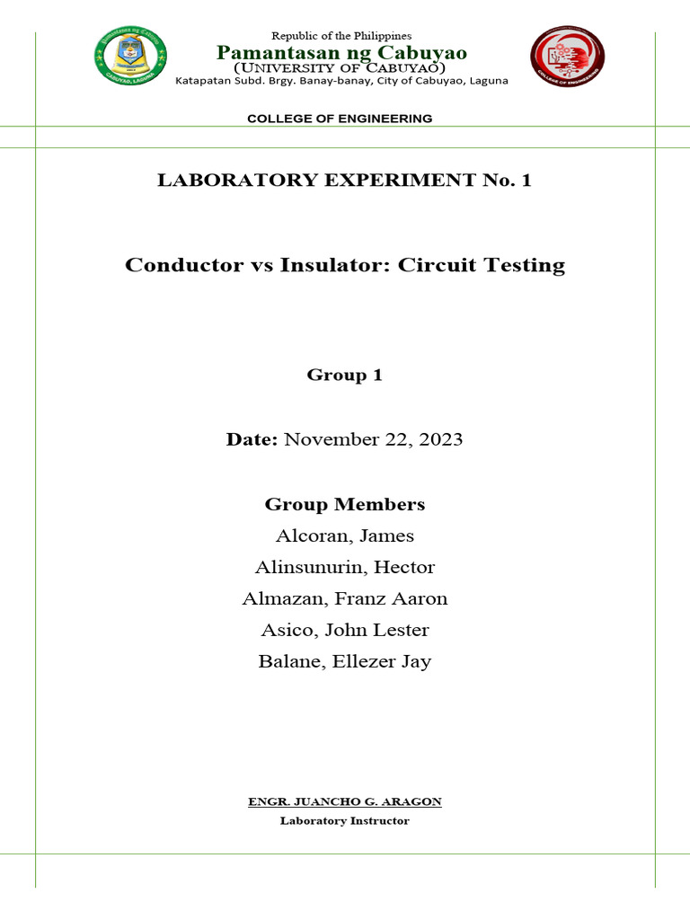 Physics 2 - Laboratory Report | PDF | Electrical Conductor | Insulator ...
