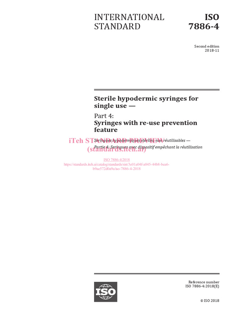 Iso 7886 4 2018 | PDF | Syringe | International Organization For ...