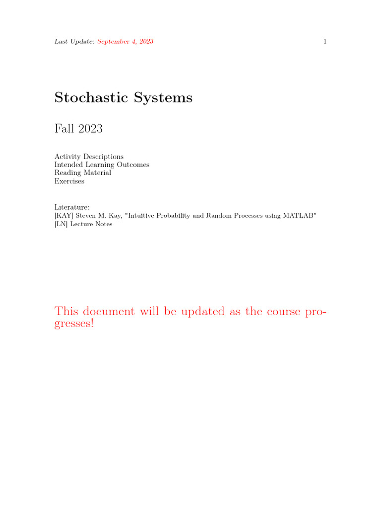 Course Document | PDF | Spectral Density | Stationary Process