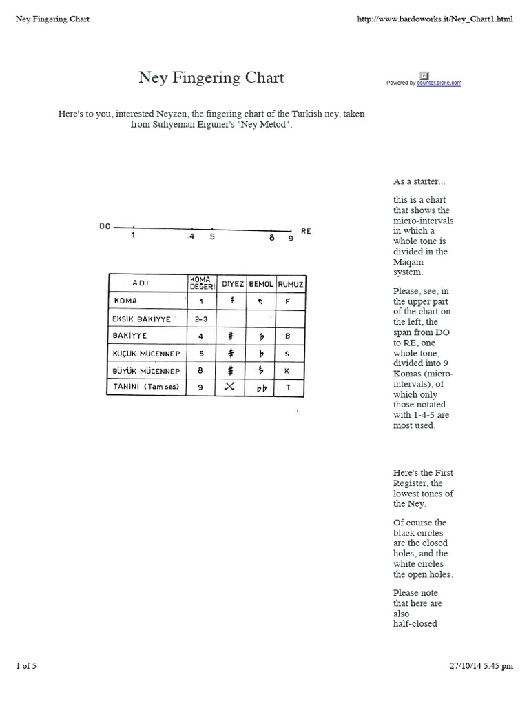 Ney Fingering Chart | PDF | Musical Scales | Southern European Music
