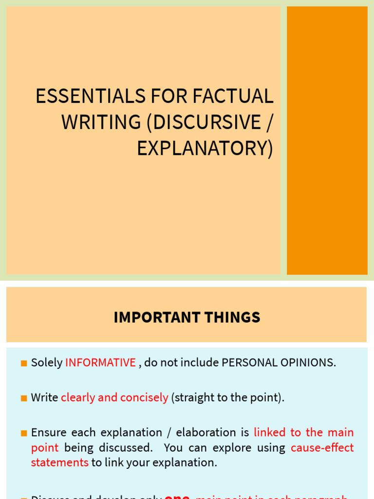 Essentials For Writing Factual (Explanatory Discursive ( | PDF ...
