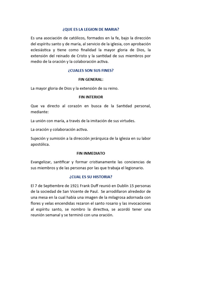 Que Es La Legion de Maria | PDF | Oración | Iglesia Católica