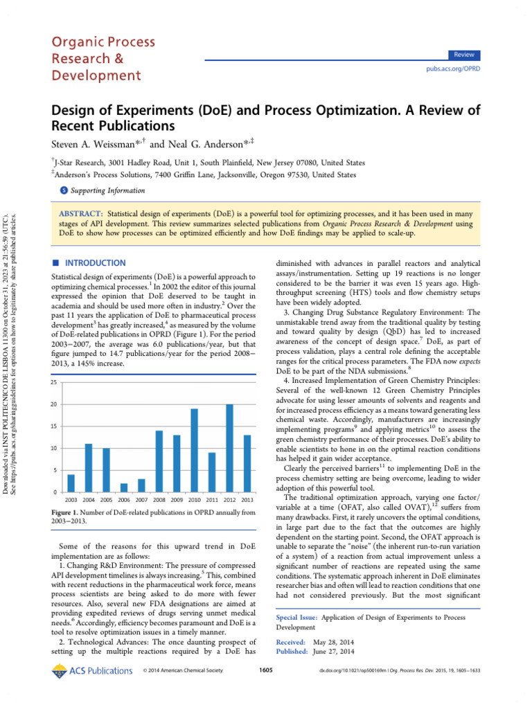 Weissman Anderson 2014 Design of Experiments (Doe) and Process Optimization A Review of Recent ...
