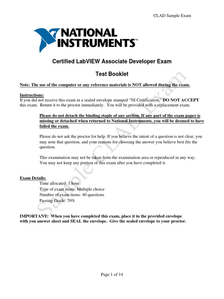 Clad Sample Exam Pdf 