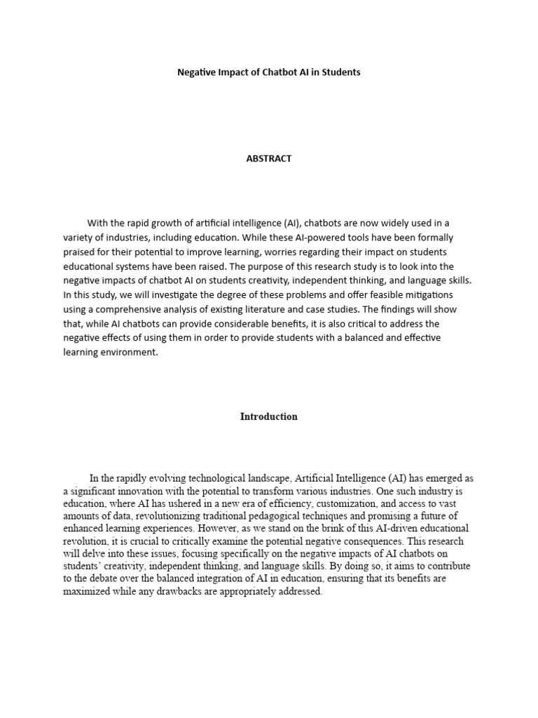 Negative Effects of Chatbots on Students | PDF | Artificial ...