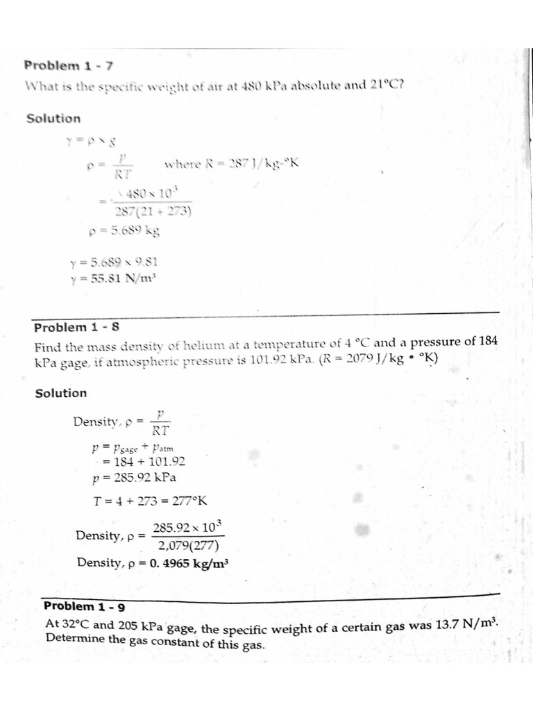 Lec 3B Addl Sample Problems Prop of Fluids | PDF