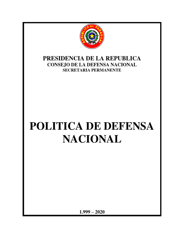 Politica - de - Defensa 1999 - 2020 | PDF | Seguridad nacional | Paraguay