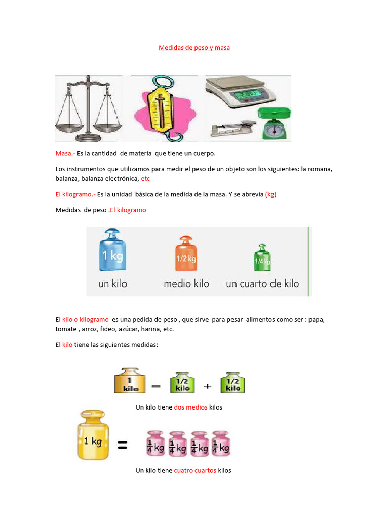 Medidas de Peso y Masa en Kilogramos | PDF