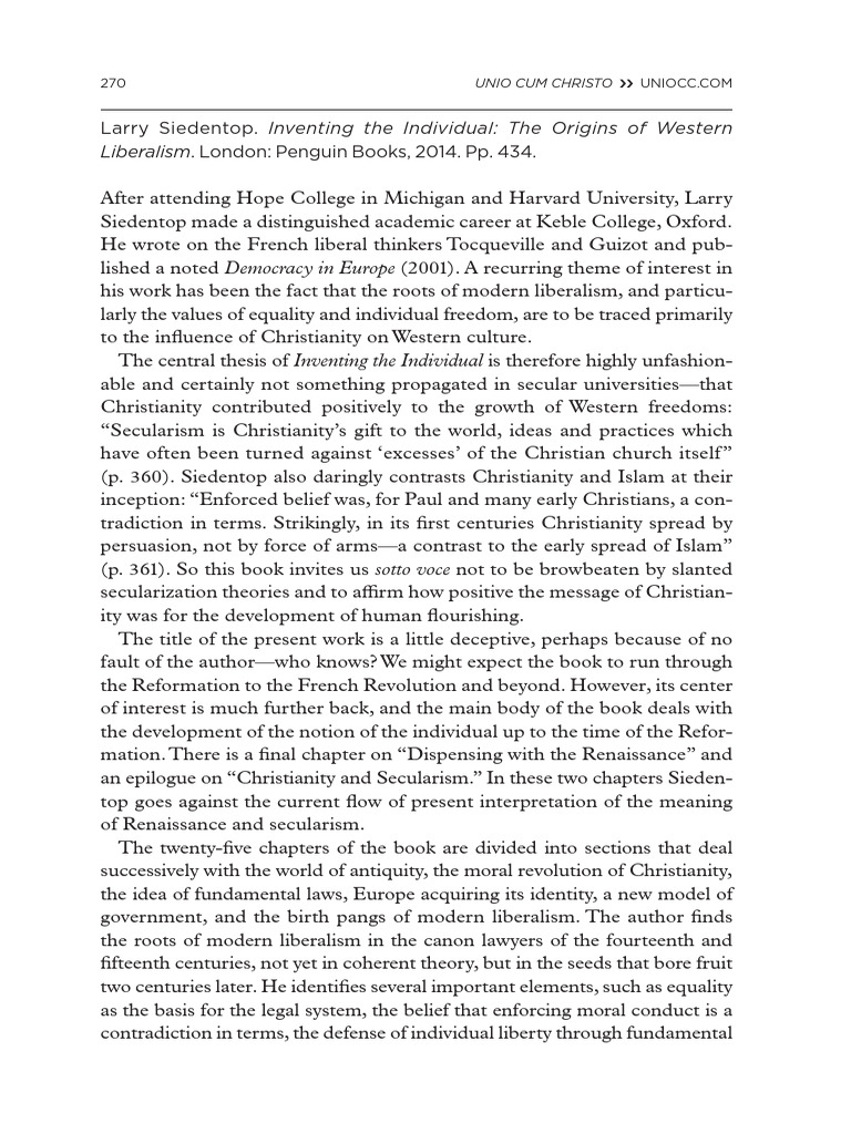 Christianity's Role in Western Liberalism | PDF | Liberalism | Secularism
