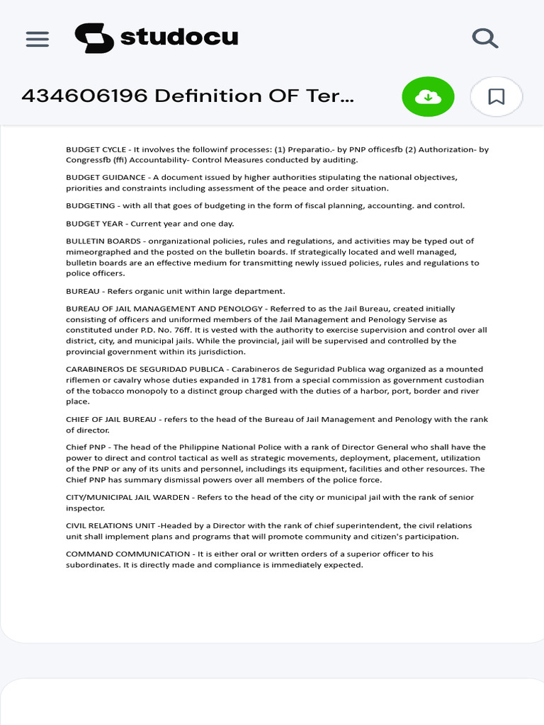 Definition of Terms Lea 1 - Police Orga | PDF | Police | Prison