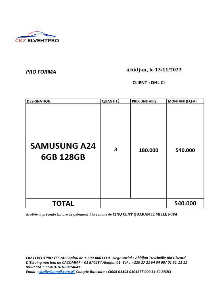 Facture Pro DHL | PDF