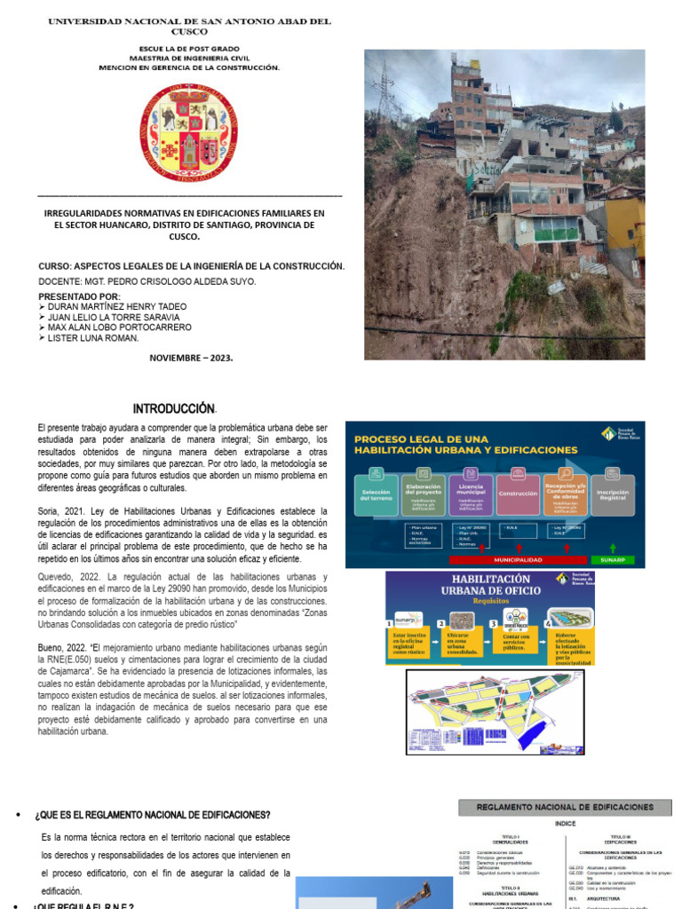 Irregularidades en Edificaciones en Huancaro | PDF