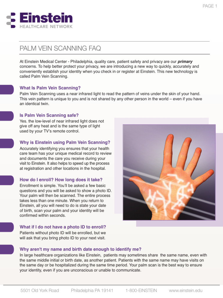 Palm Vein Scan Faq | PDF | Medical Record | Patient