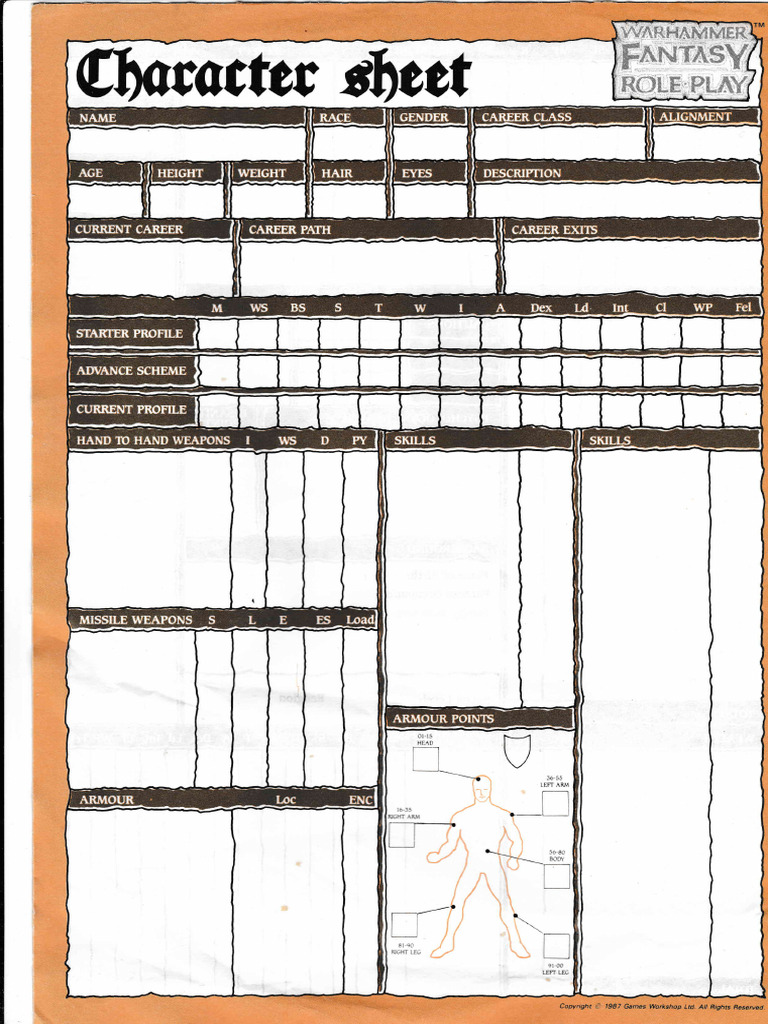 WFRP1 CharSheet | PDF