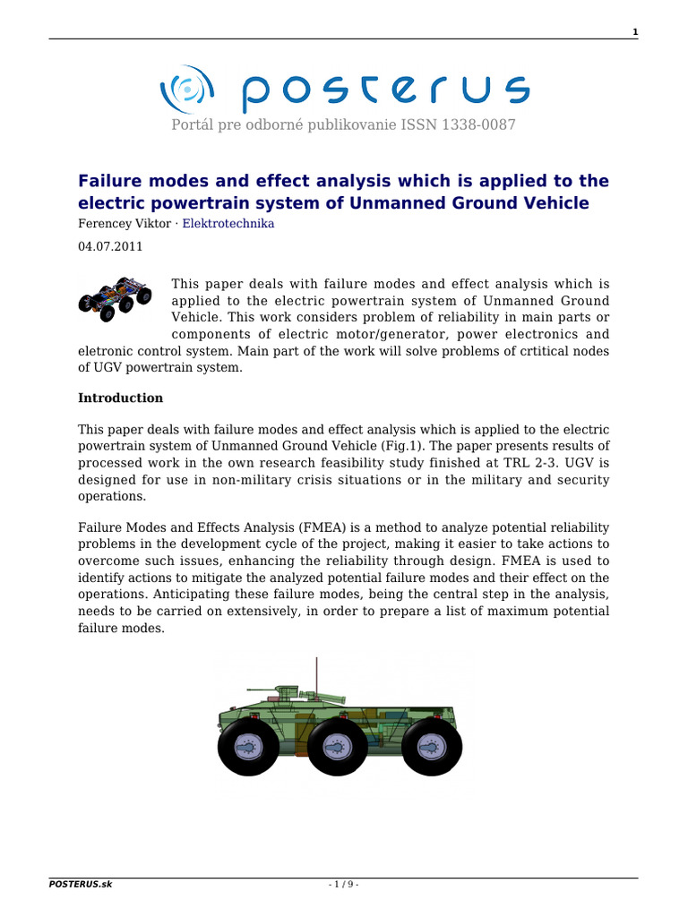 FMEA for UGV Electric Powertrain System | PDF | Insulator (Electricity) | Reliability Engineering