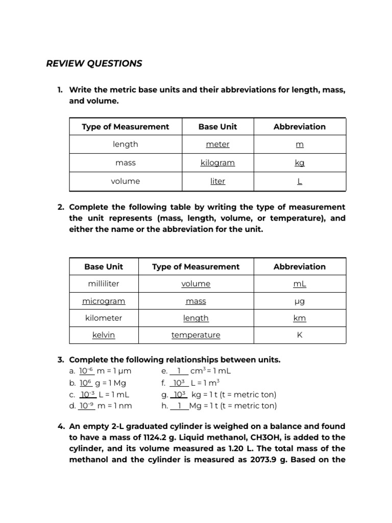 Unit Analysis and Measurement Conversions | PDF | Fahrenheit ...