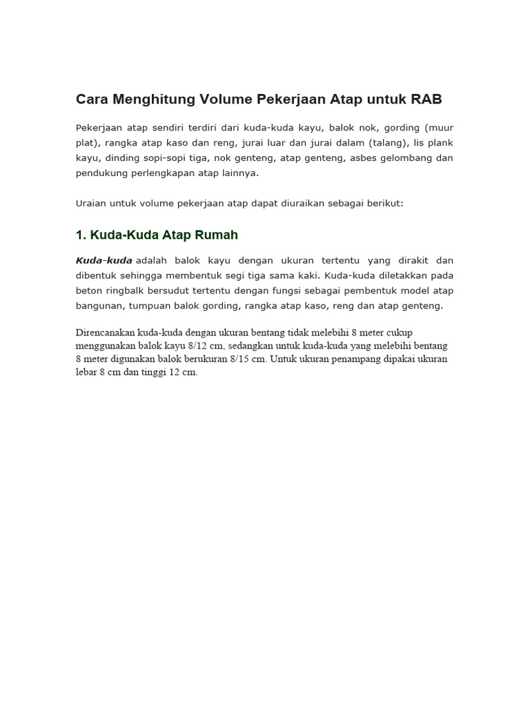 Menghitung Volume dan Luas Atap Rumah | PDF | Griya & Taman