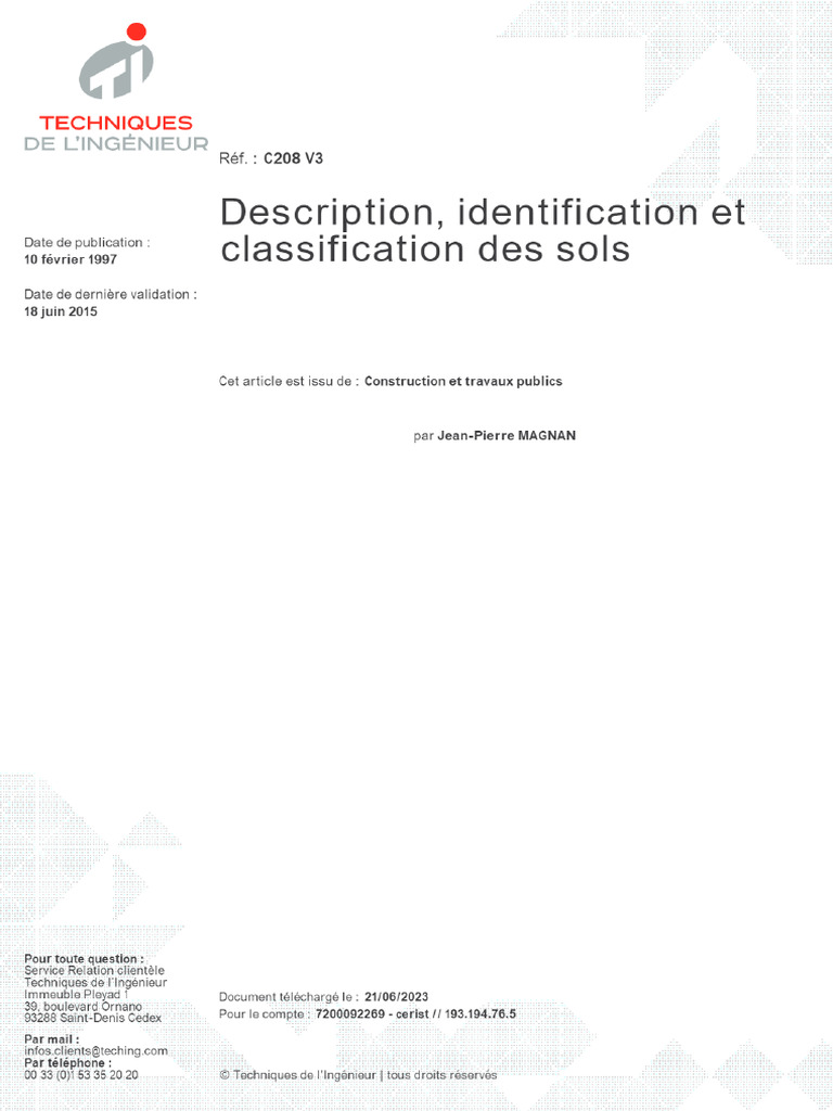 Description, Identification Et Classification Des Sols - Dossier ...