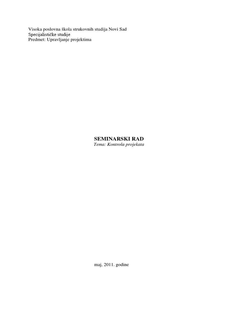 Kontrola Projekata | PDF