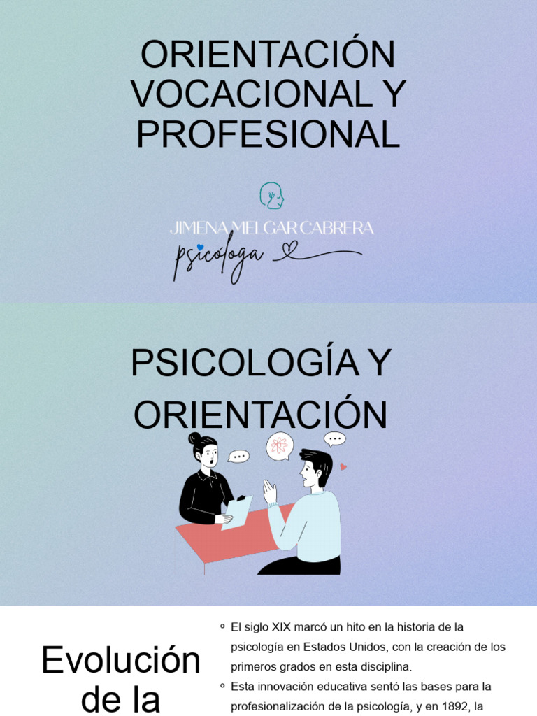 Orientacion Vocacional y Profesional - Presentación | PDF | Sicología ...