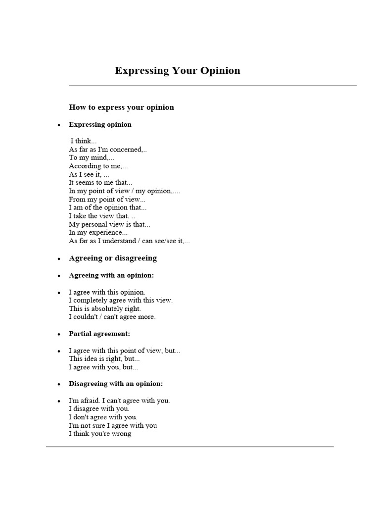 Expressing Your Opinion | PDF