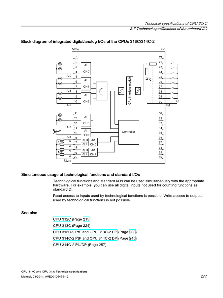 CPU314C-2 AI-AO Connections | PDF | Central Processing Unit | Input/Output