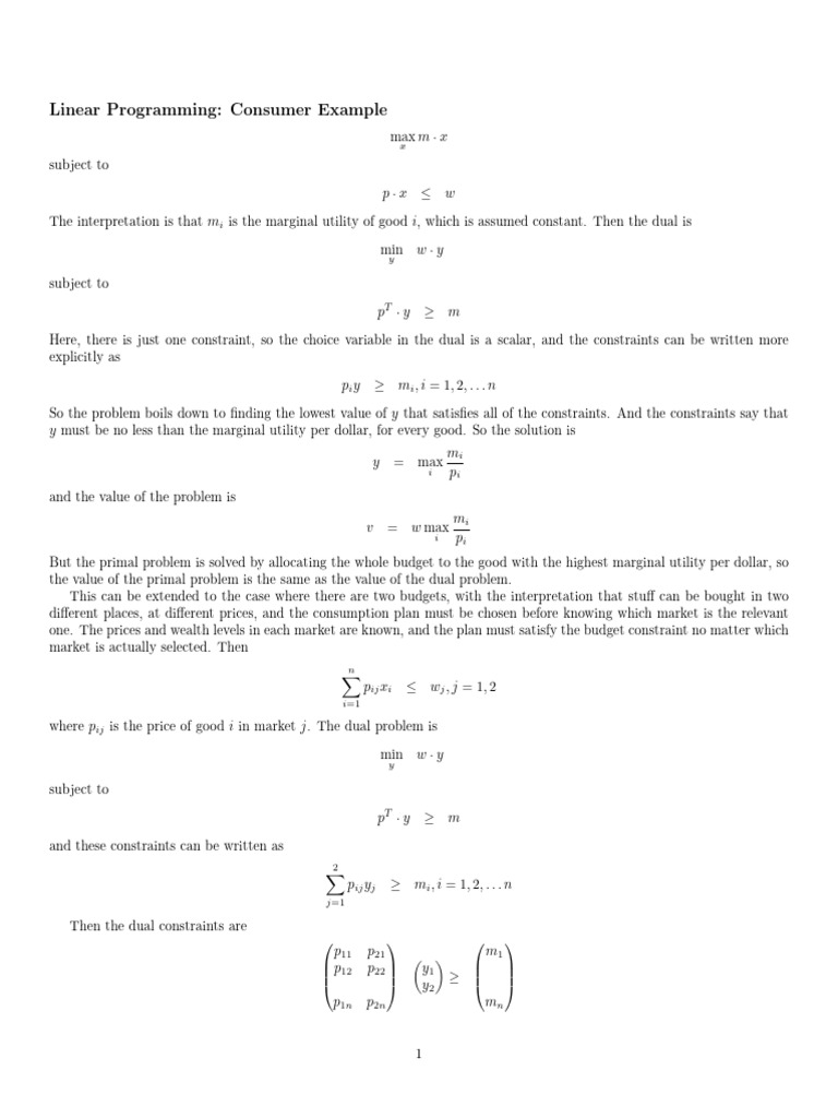 LPConsumer | PDF | Utility | Mathematical Optimization