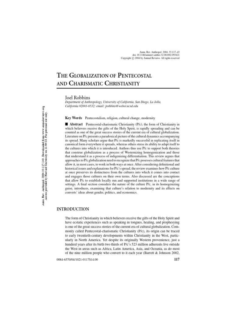 Joel Robbins | PDF | Holiness Movement | Pentecostalism