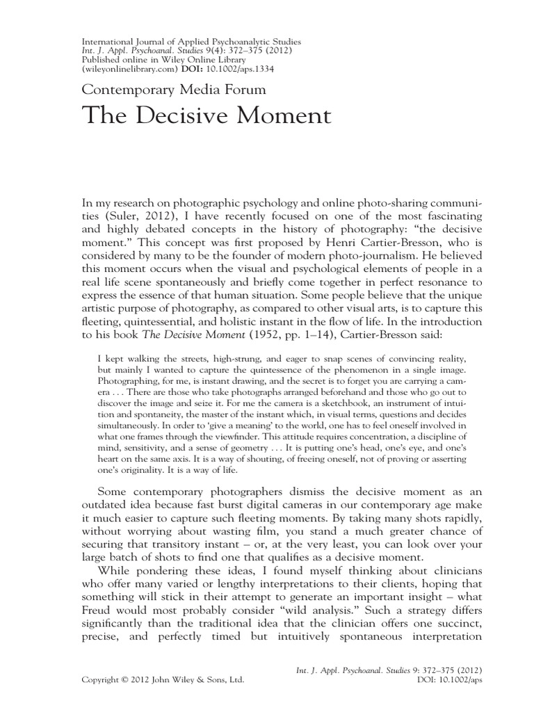 The Decisive Moment | PDF | Psychotherapy | Psychoanalysis