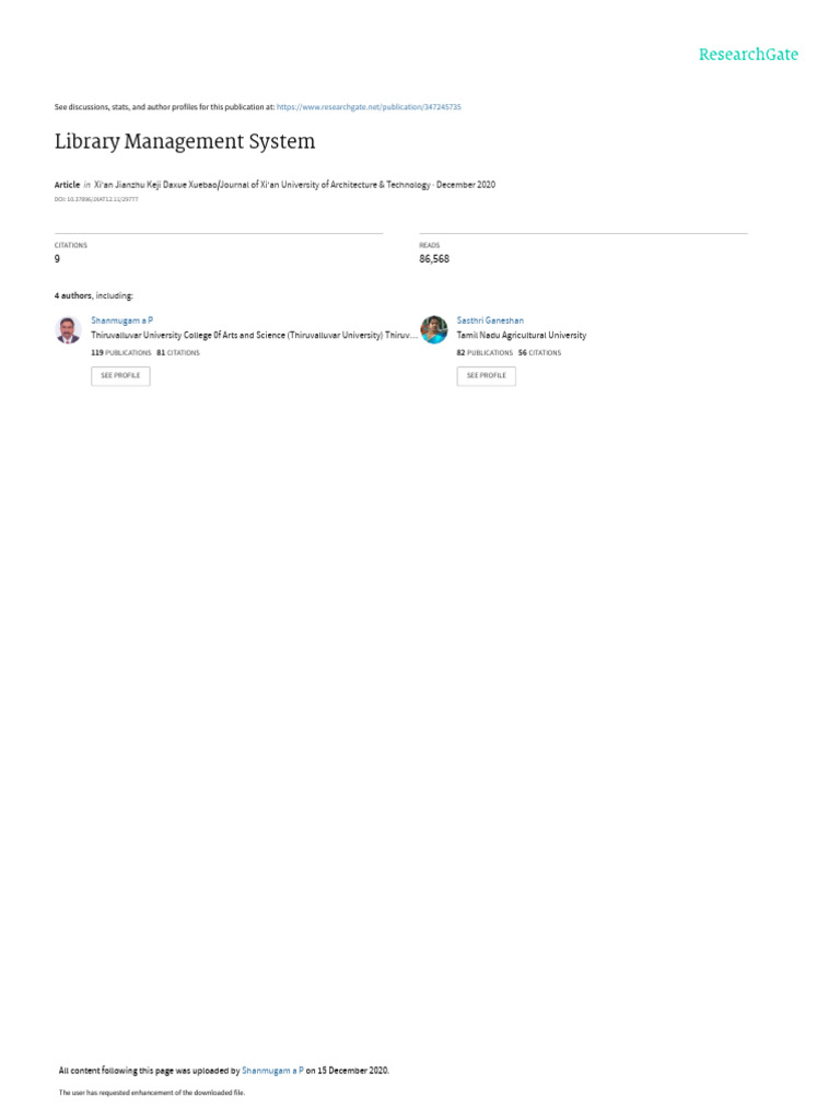 Library Management System | Download Free PDF | Databases | Libraries