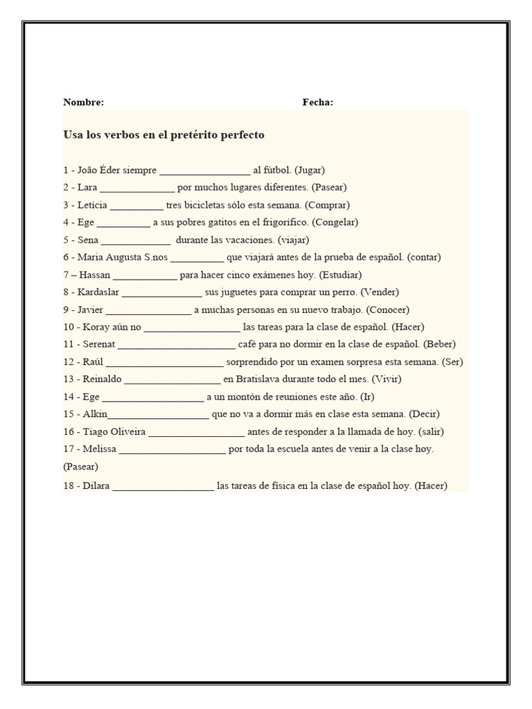 Preterito Perfecto | PDF | Lingüística