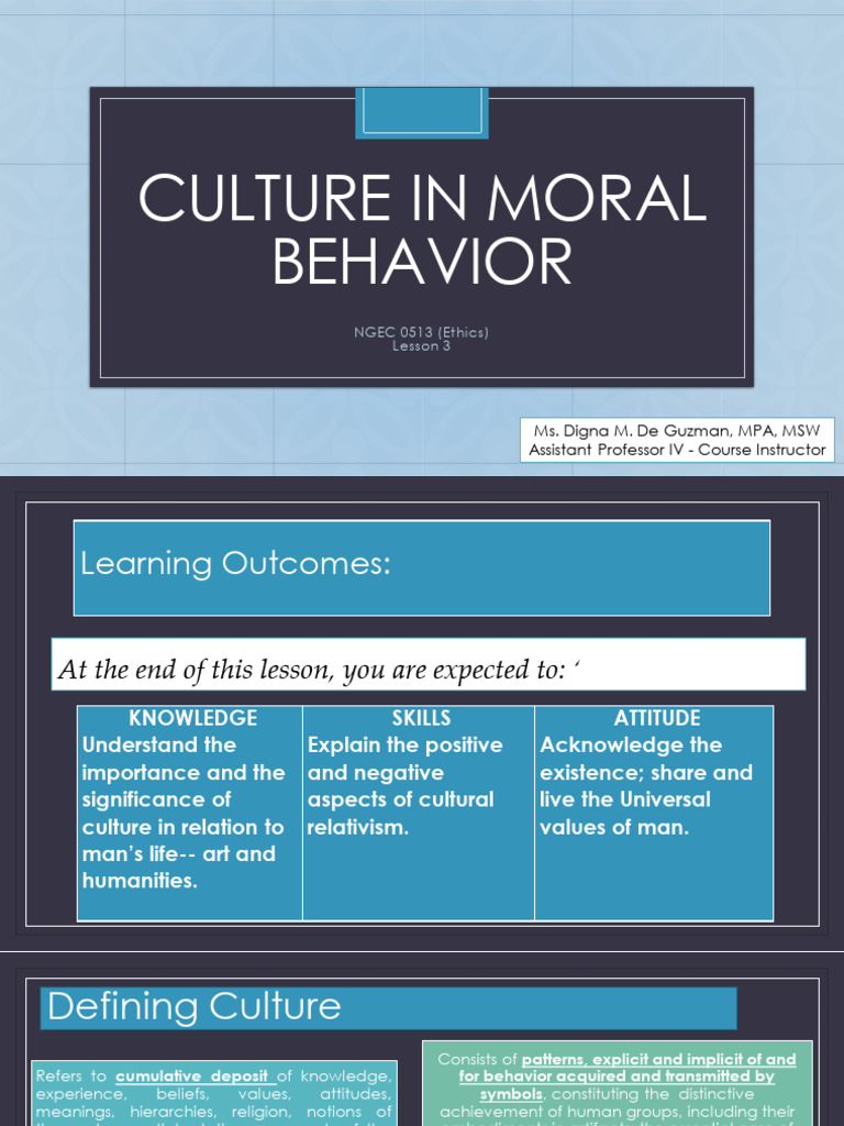 BTLED 2 Hand Out For Part 1 of LM 1 Lesson 3 The Filipino Culture and Morality | PDF ...