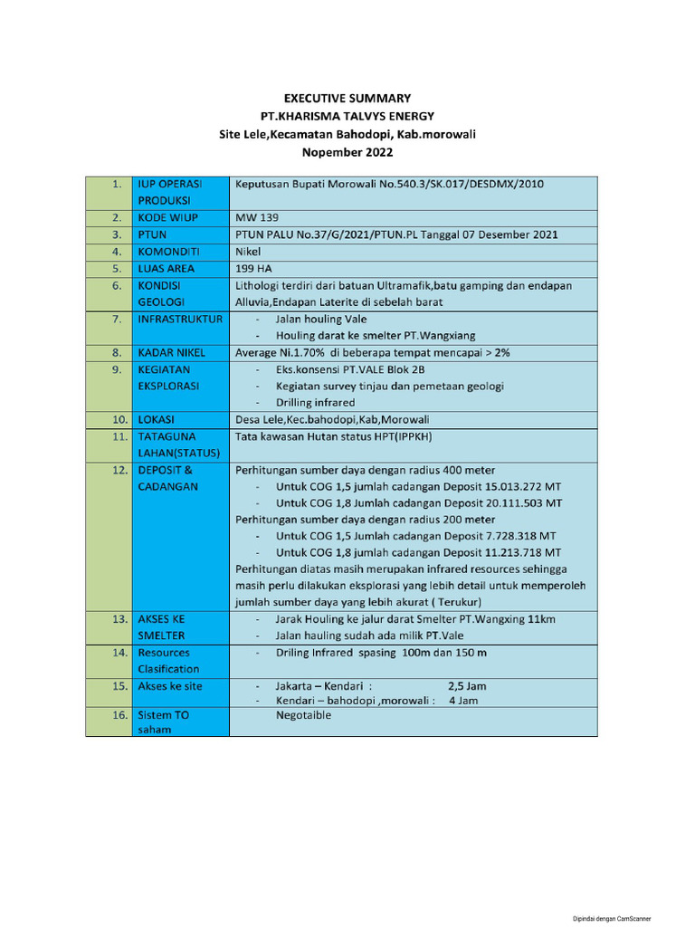 Executive Summary PT - KTE | PDF
