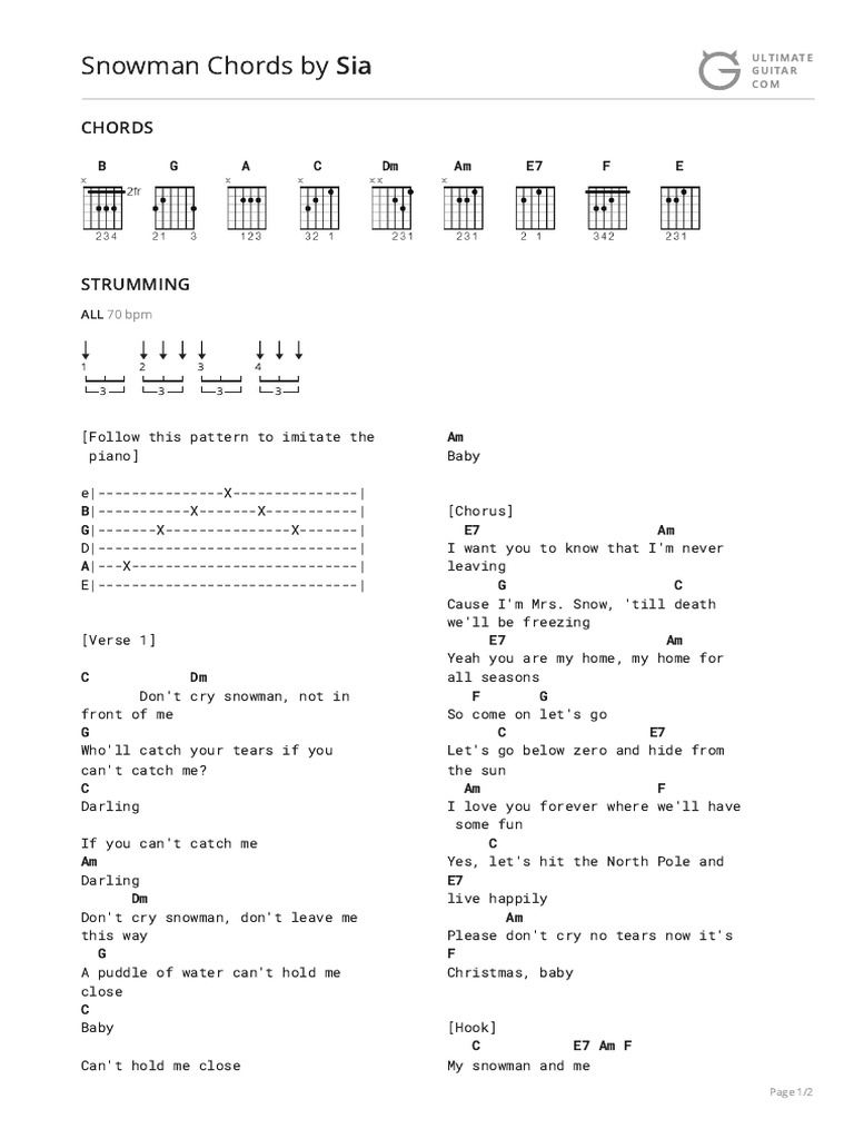 Snowman Chords (Ver 3) by Siatabs at Ultimate Guitar Archive | PDF ...