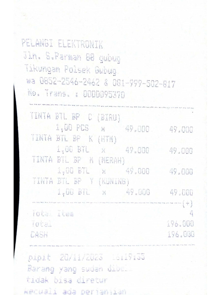 Nota Beli Tinta Printer | PDF