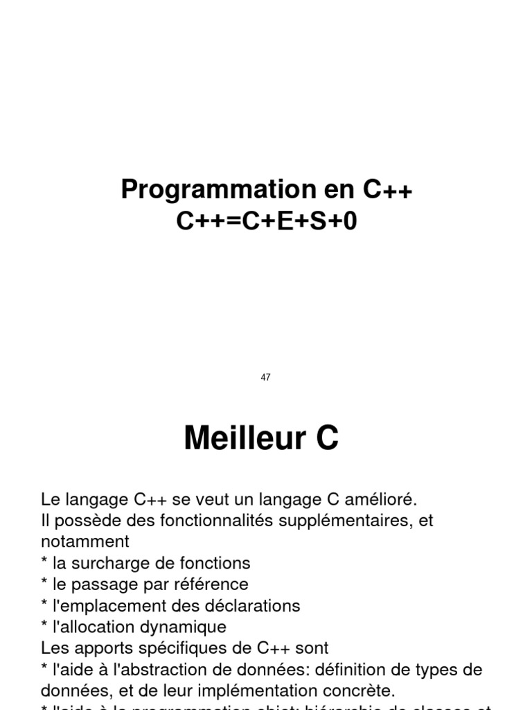 Programmation en C++ C++ C+E+S+0 | PDF | C ++ | Paradigme de programmation