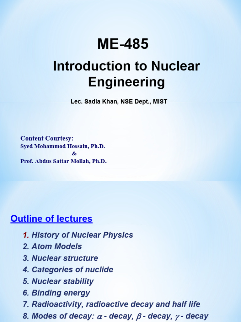 Introduction To Nuclear Engineering | PDF | Radioactive Decay | Nuclear ...
