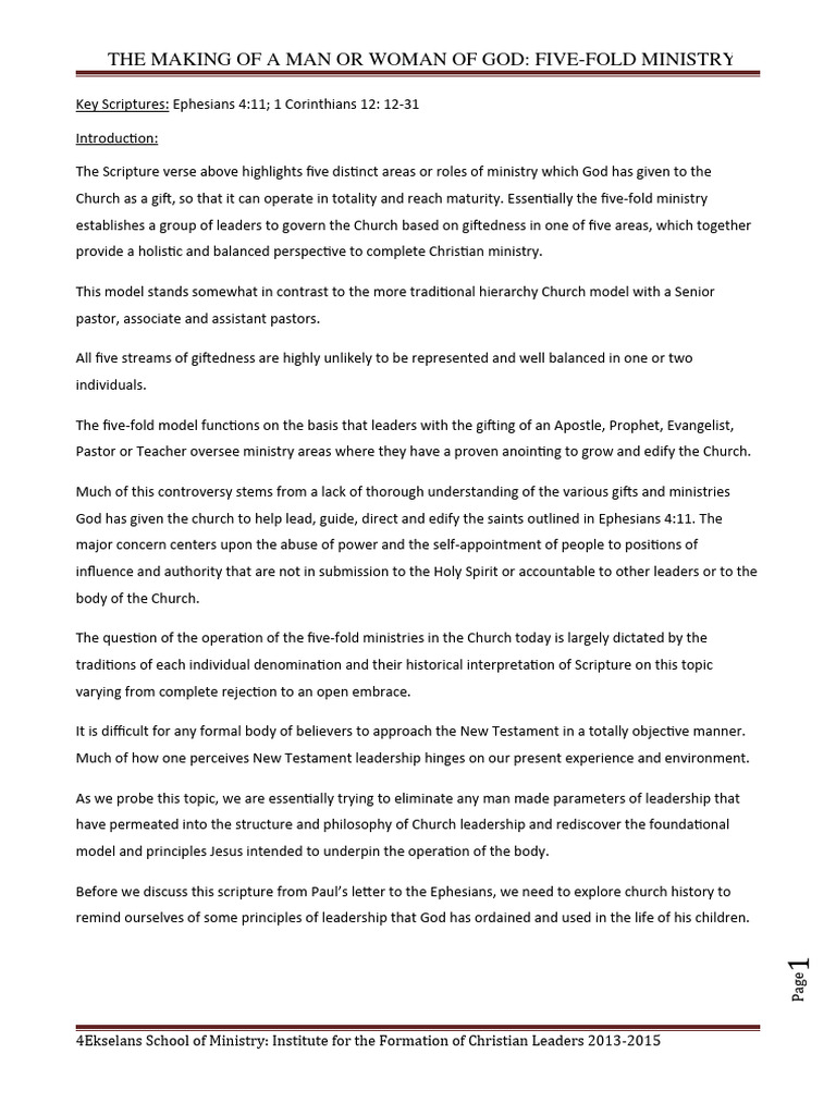 Five Fold Ministry | PDF | Spiritual Gift | Jesus