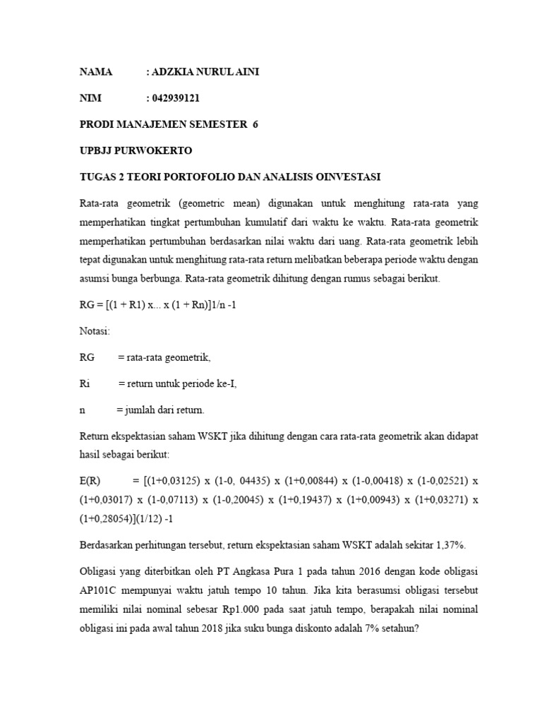 Analisis Rata-rata Geometrik | PDF | Metode & Bahan Ajar