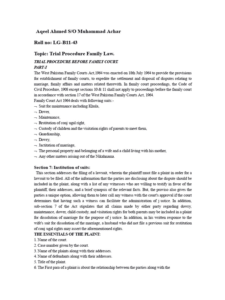 Family Court Trial Procedure Overview | PDF | Lawsuit | Appeal