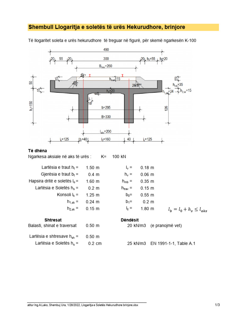 006-Llogaritja e Soletës Hekurudhore Brinjore | PDF
