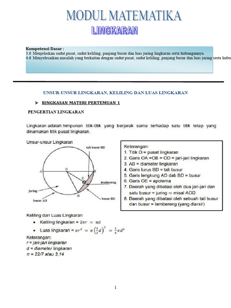 LKPD Materi Lingkaran Kelas 8 | PDF