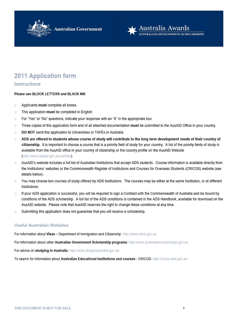 2011 ADS Final Application Form | PDF | Birth Certificate | Personal ...