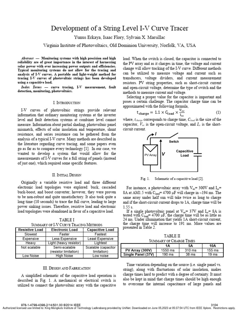 Development of A String Level IV Curve Tracer | PDF | Photovoltaics ...