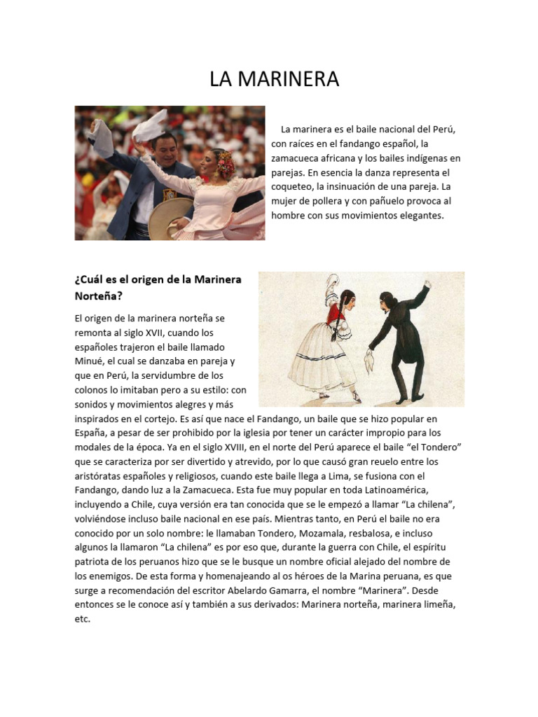 LA MARINERA Arte Diana | Descargar gratis PDF | Bailes