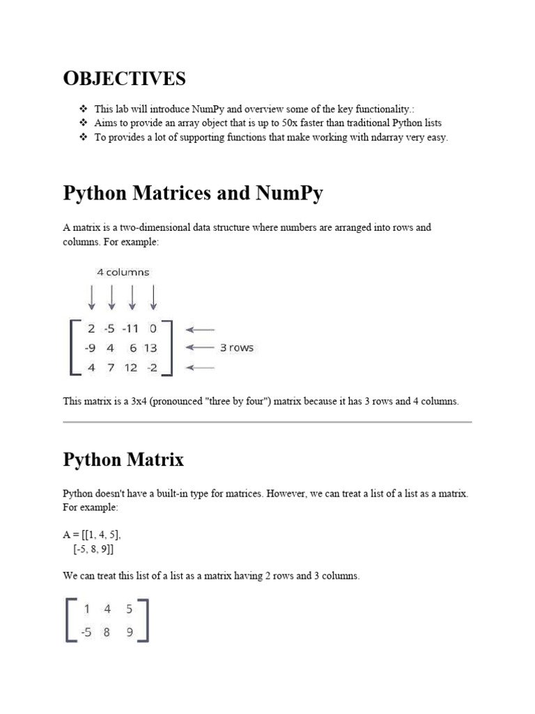 Programing Using NumPy Library..... Syed Fasih - Insitute of Space & Technology | PDF | Matrix ...